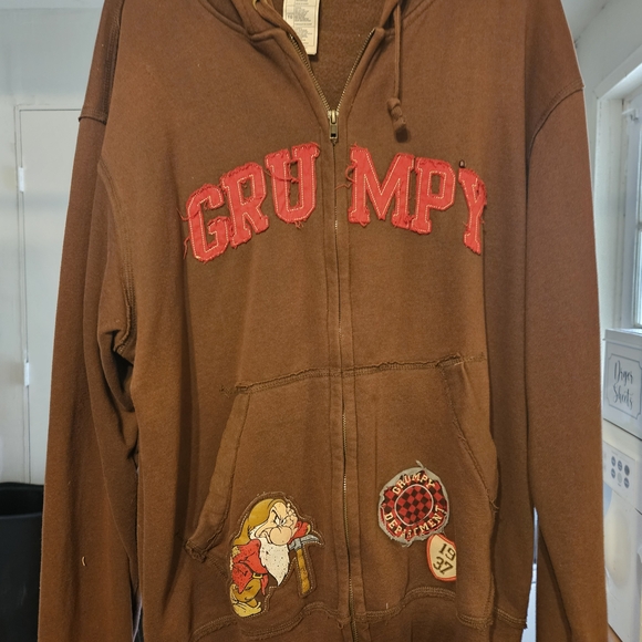 Disney | Jackets & Coats | Disney Brown Grumpy Hoodie Jacket With Red ...